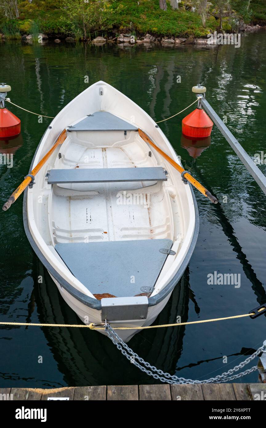 Small rowing boat with pair of oars Stock Photo - Alamy