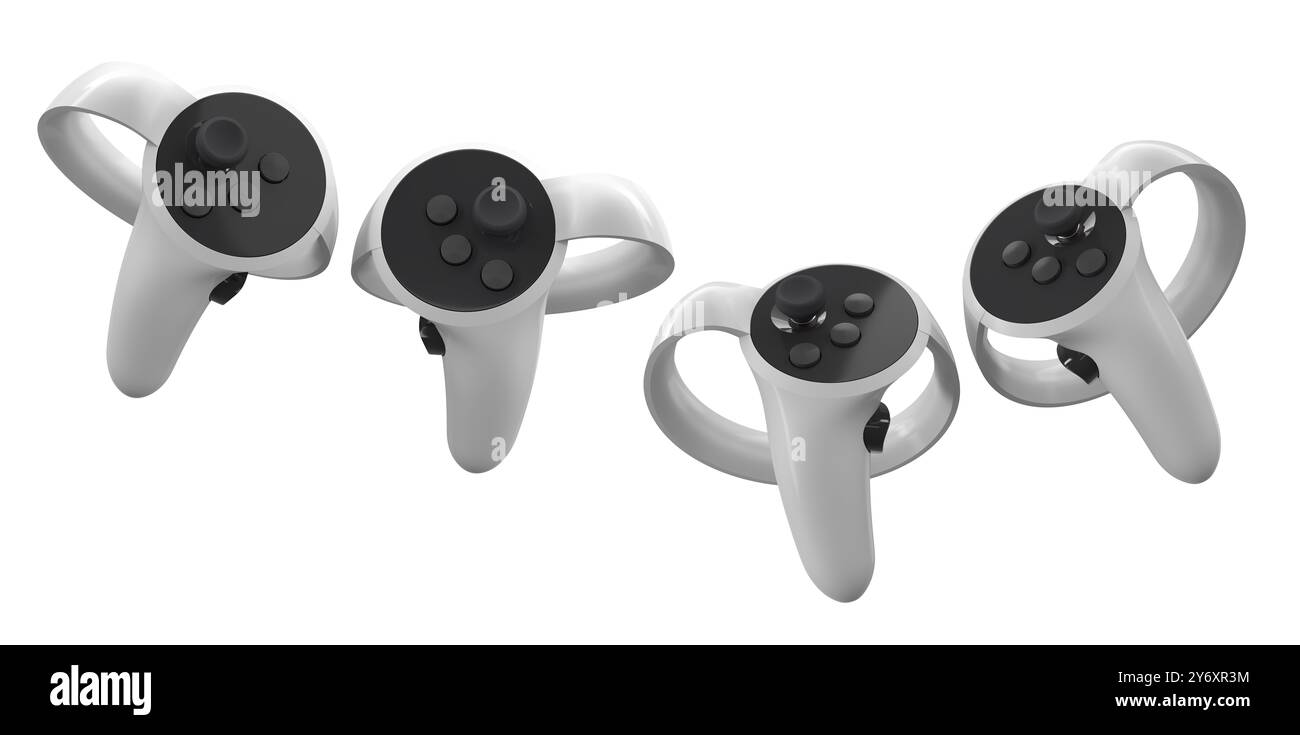 Virtual reality controllers for online and cloud gaming isolated on ...