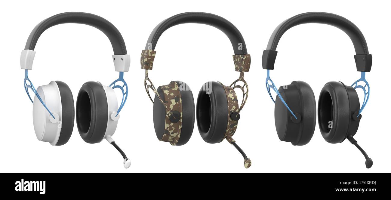 Stylish gaming headsets for immersive sound experiences isolated on ...