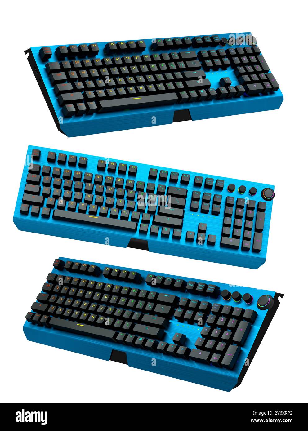Collection of mechanical keyboards isolated on white background with ...