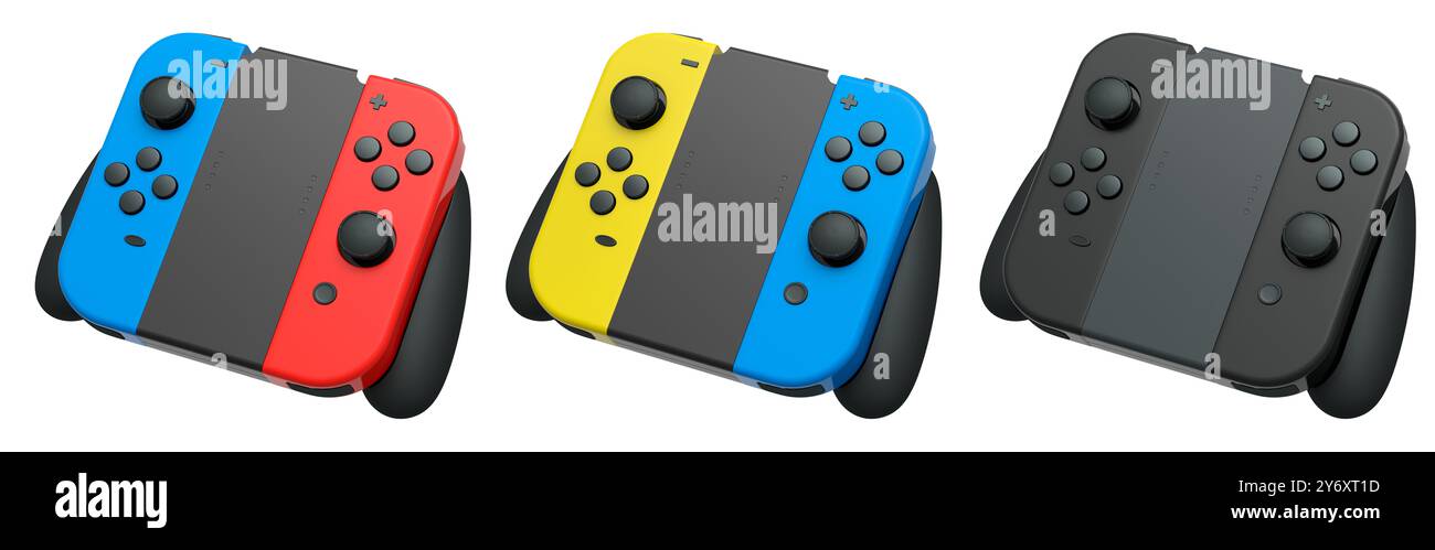 Realistic video game controllers console attached to mobile phone ...