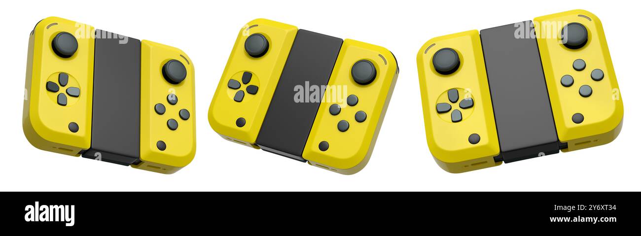 Realistic video game controllers console attached to mobile phone ...