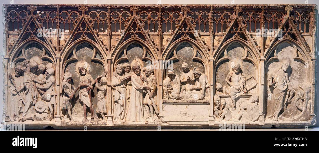 Altarpiece of the Passion, The Arrest of Christ, The Flagellation of Christ, Christ carrying the ...