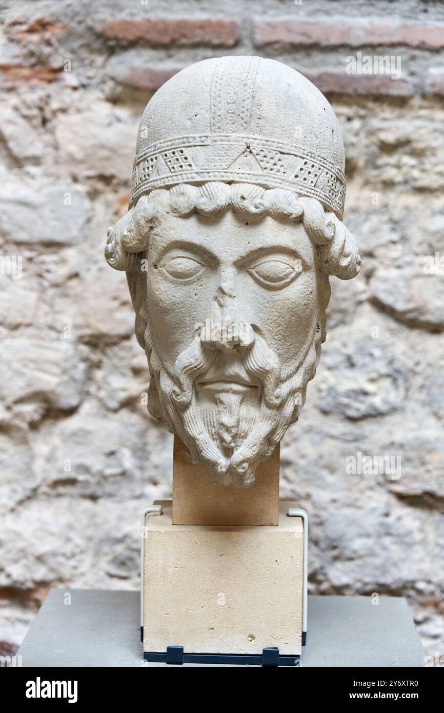 A prophet, Three heads of column statues, Île-de-France, about 1135 ...