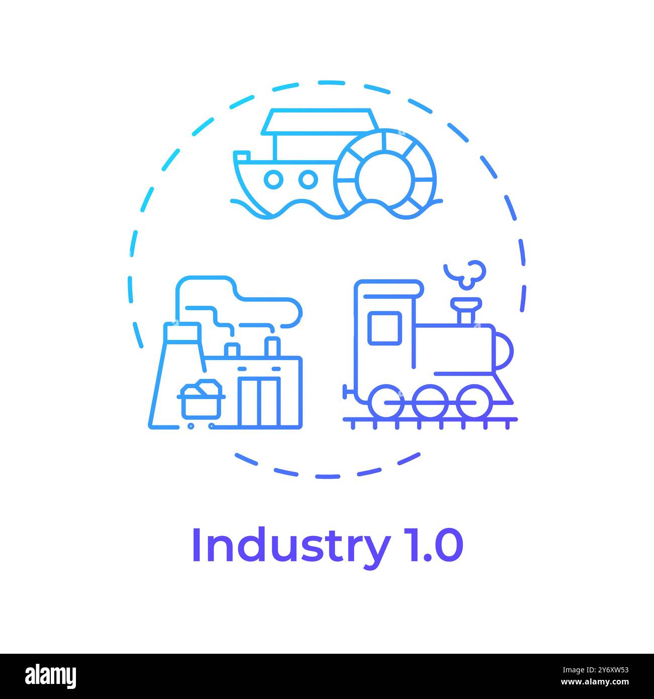 Industry 1.0 blue gradient concept icon Stock Vector Image & Art - Alamy
