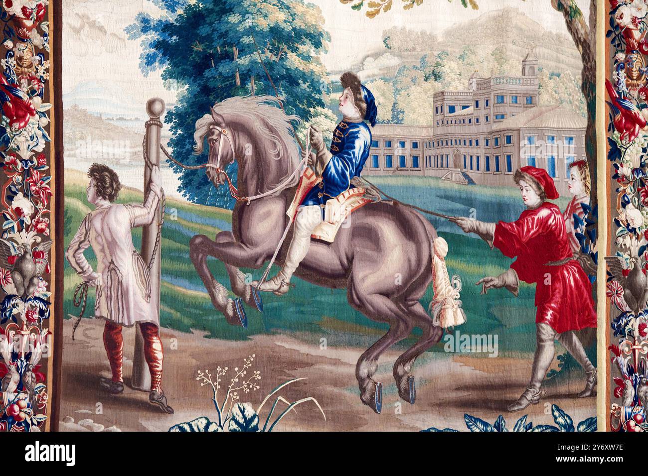 Tapisserie, Balotades à gauche, Tenture de l'Art équestre, Anvers (manufacture de Michel Wauters ...