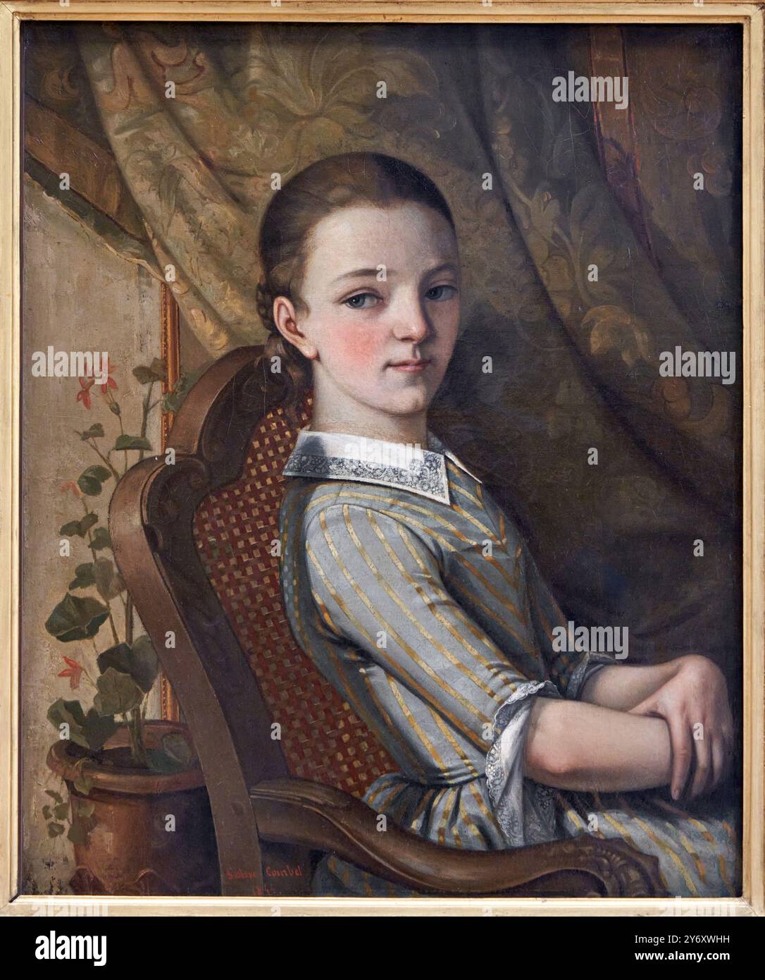 Portrait de Juliette Courbet, sœur de l'artiste, 1844, Oil on canvas, Gustave Courbet, (Ornans ...