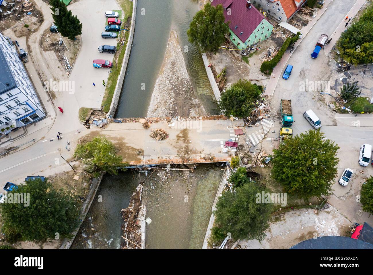 (EDITORS NOTE: Image taken with drone) An aerial view of debris from ...