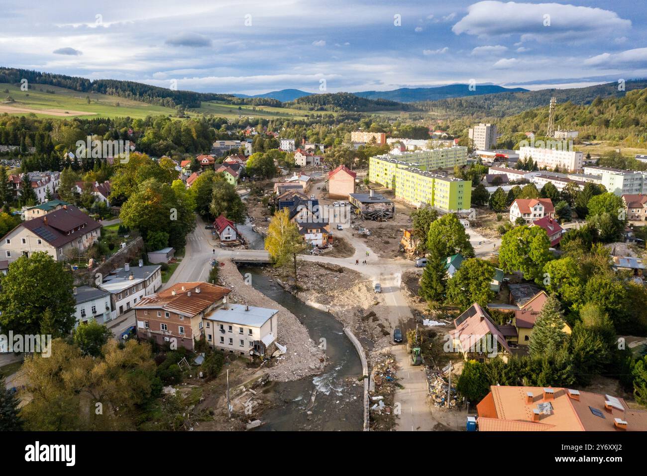 (EDITORS NOTE: Image taken with drone) An aerial view of debris from ...