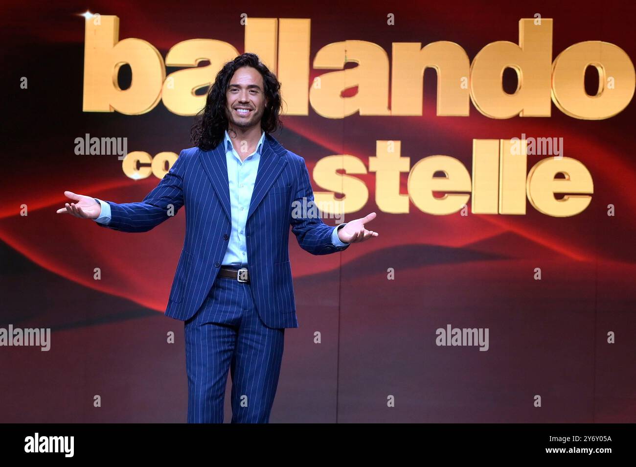 Moreno Porcu attends at photocall of Rai tv program "Ballando con le ...