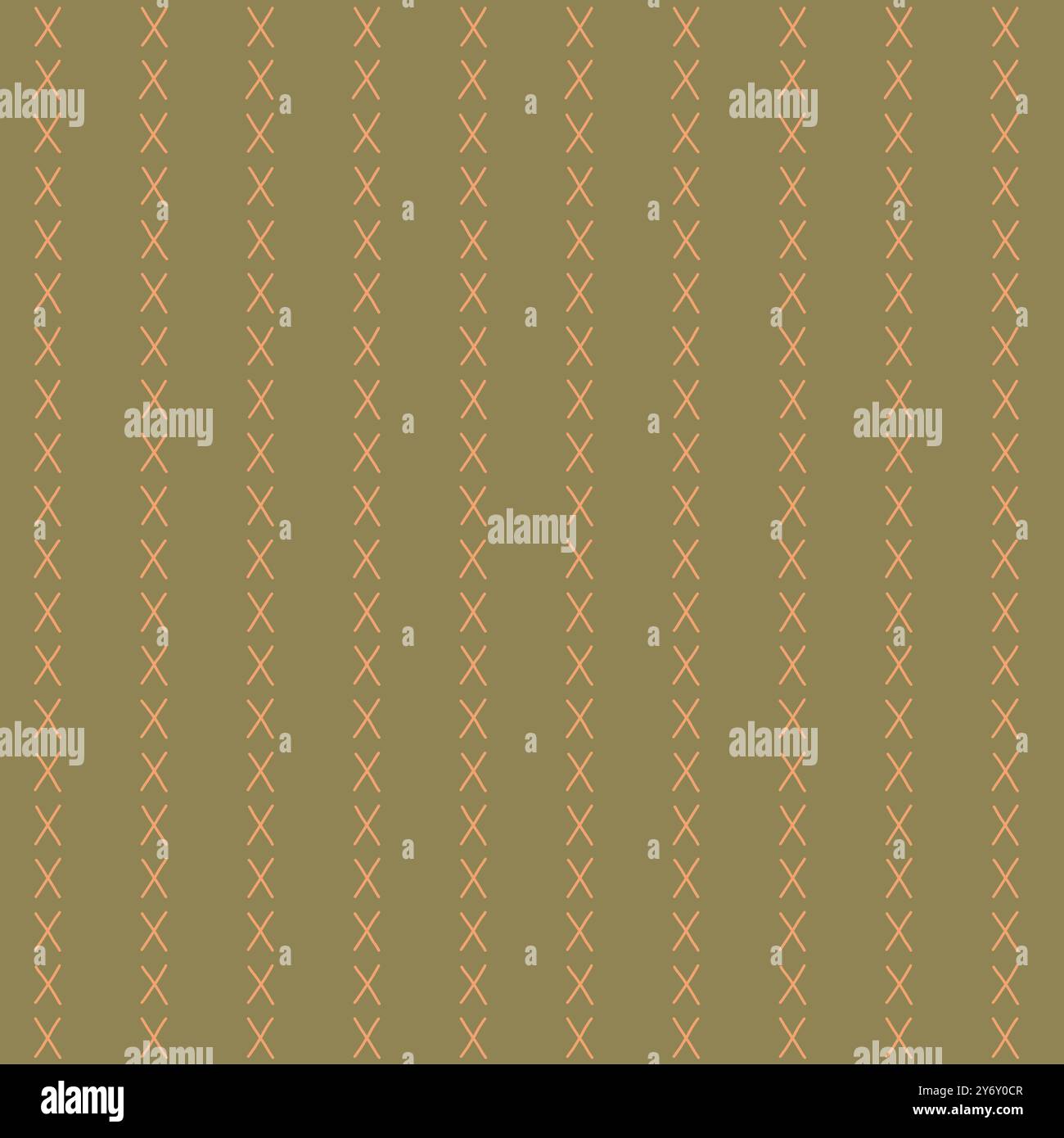 Hand drawn seamless pattern with x-shapes aligned vertically on a muted ...