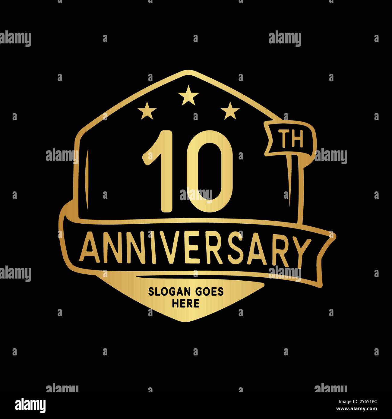 10 years anniversary celebration hexagon design template. 10th anniversary logo. Vector and ...