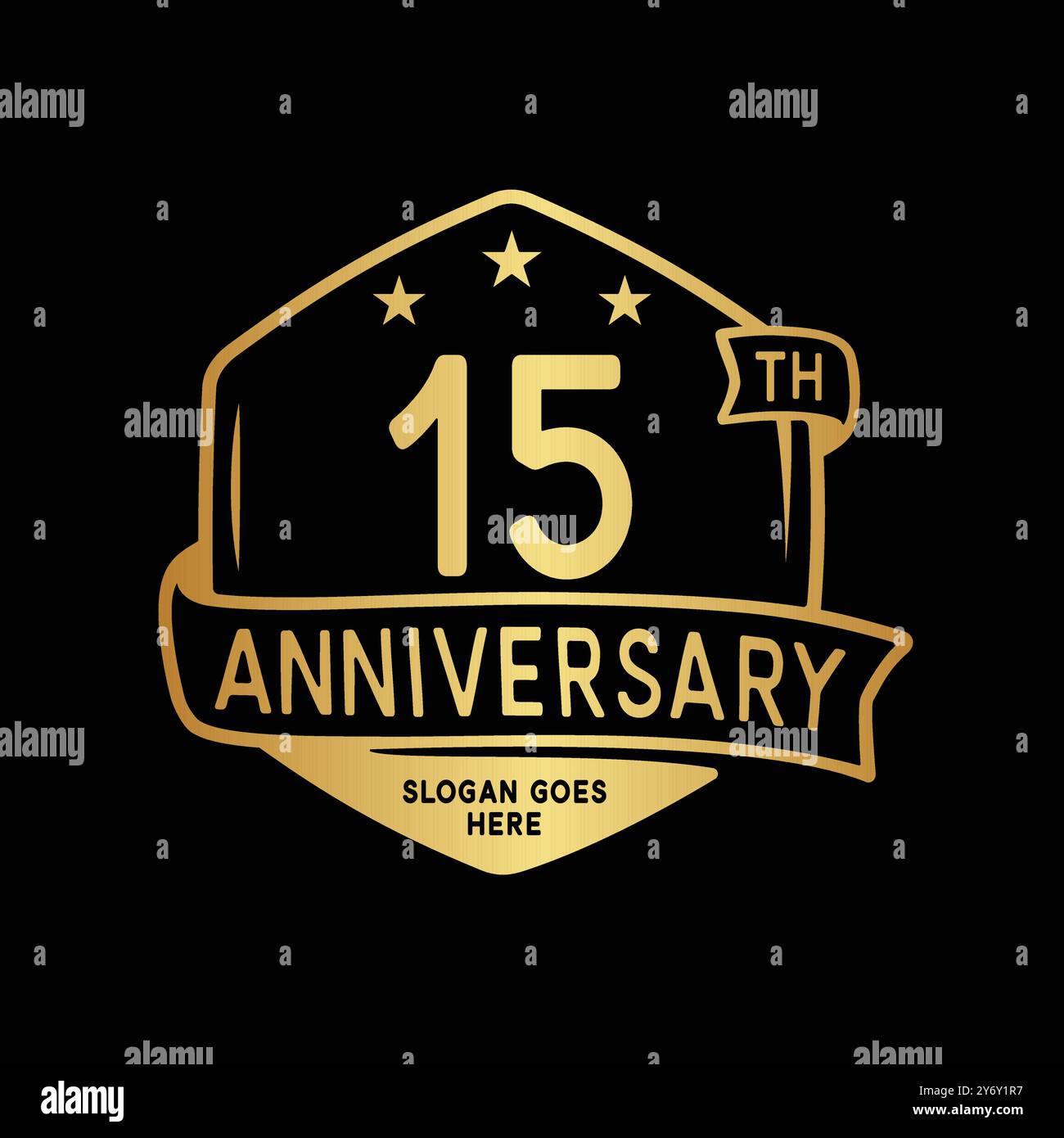 15 years anniversary celebration hexagon design template. 15th ...