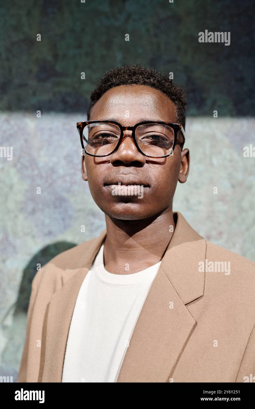 Young Black CEO In Eyeglasses Portrait Stock Photo - Alamy
