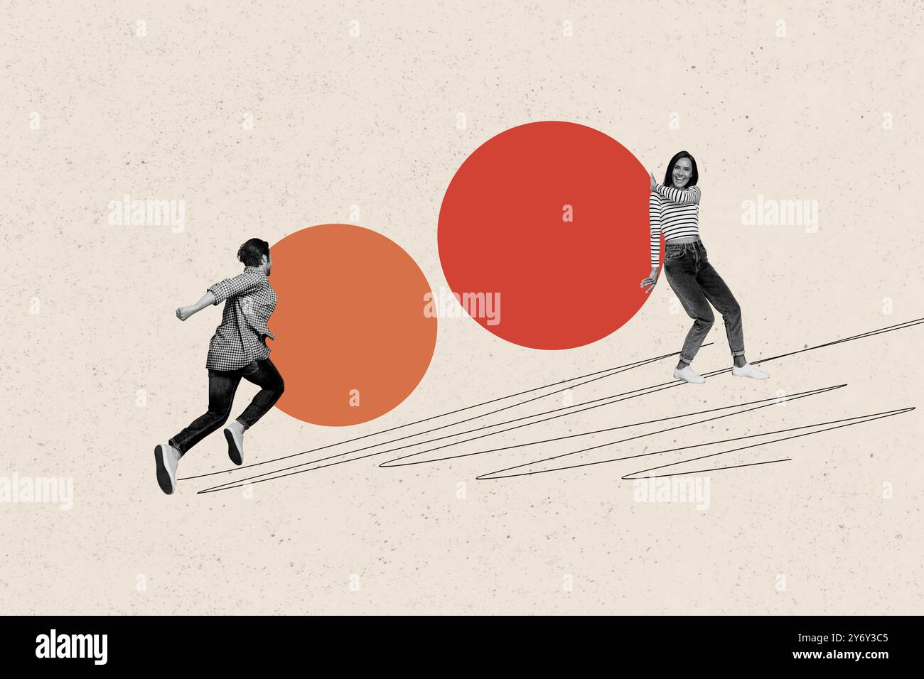 Composite trend artwork image collage of office workspace young ...