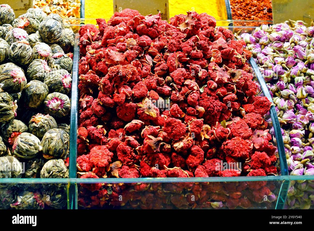Flower tea for sale at the Egyptian Bazaar in Istanbul: dried rose buds ...