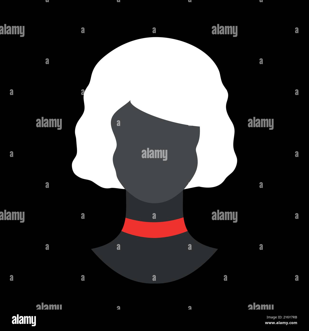 Abstract faceless woman silhouette in red choker. Dark female ...