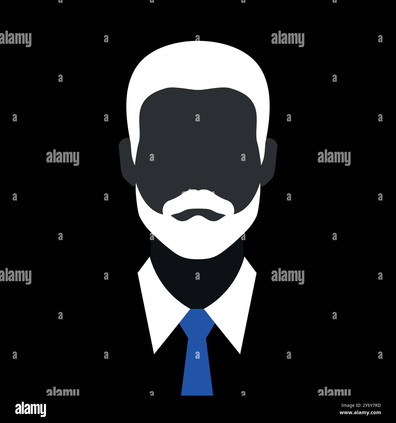 Abstract faceless man with beard and mustache silhouette in a tie. Dark ...