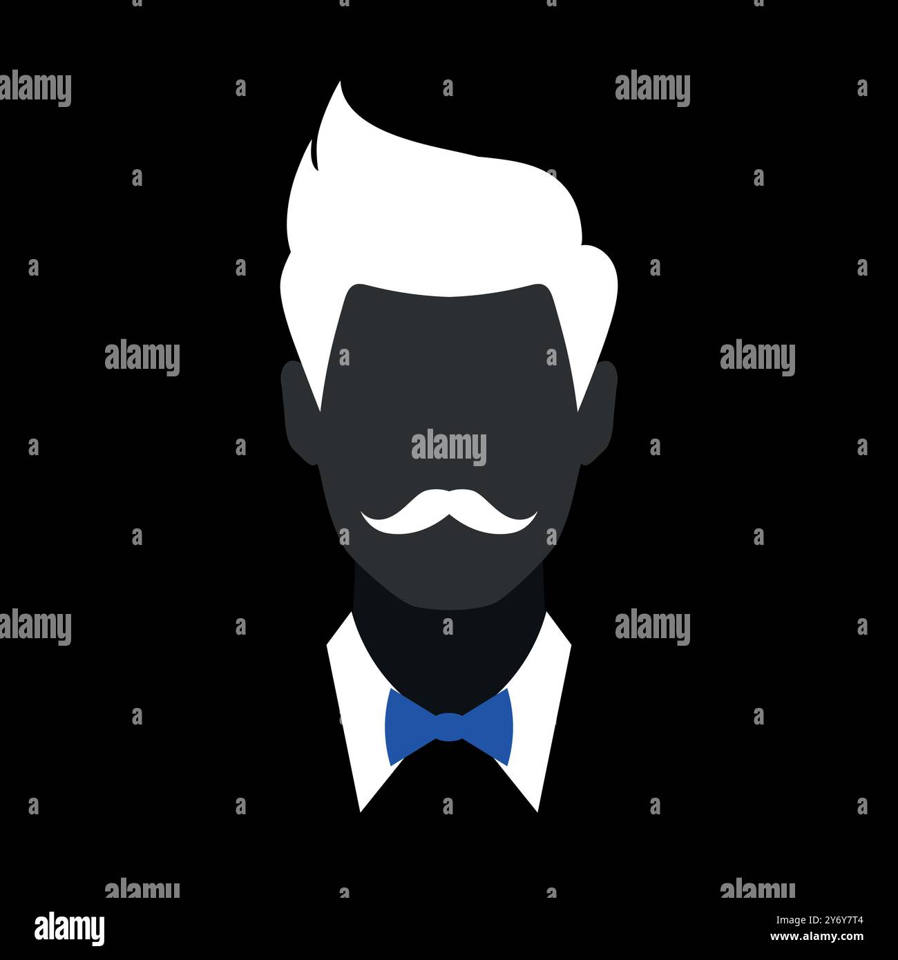 Abstract faceless man with mustache silhouette in a bow tie. Dark male ...