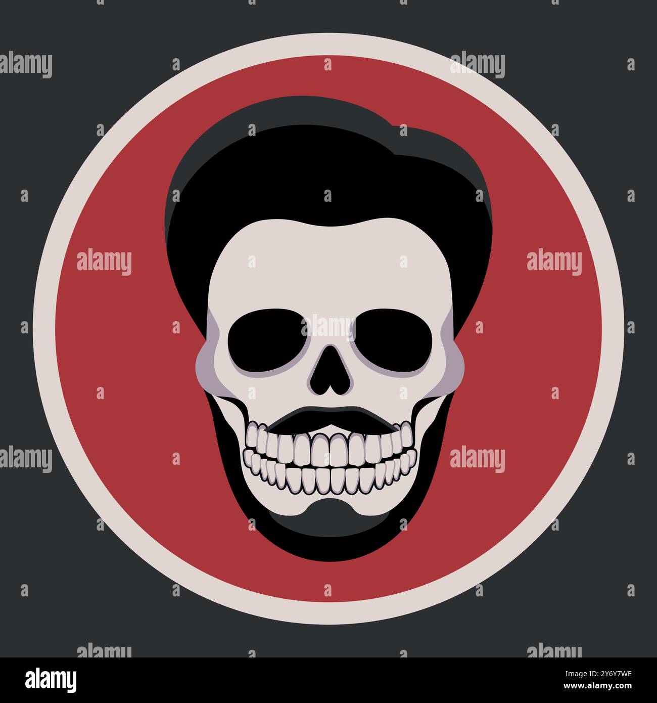 Human skull with haircut, mustache and beard. Skull icon emblem logo ...