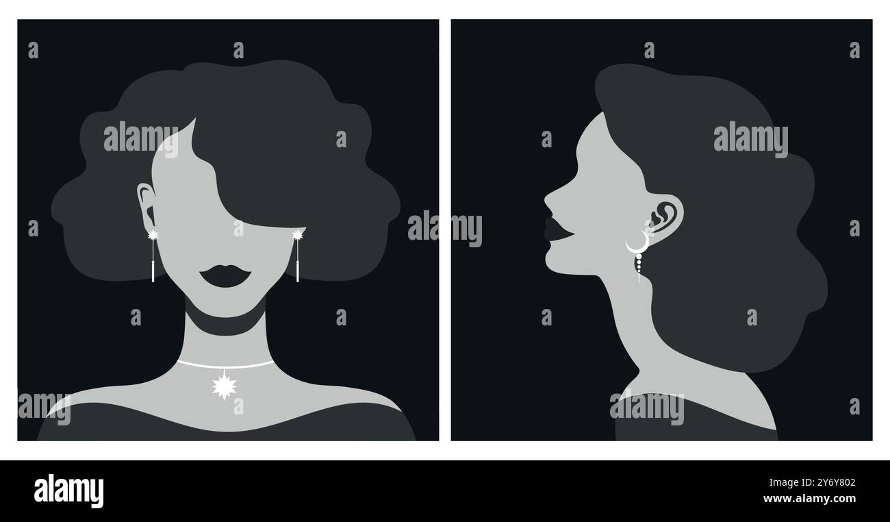 Choker necklace profile Stock Vector Images - Alamy