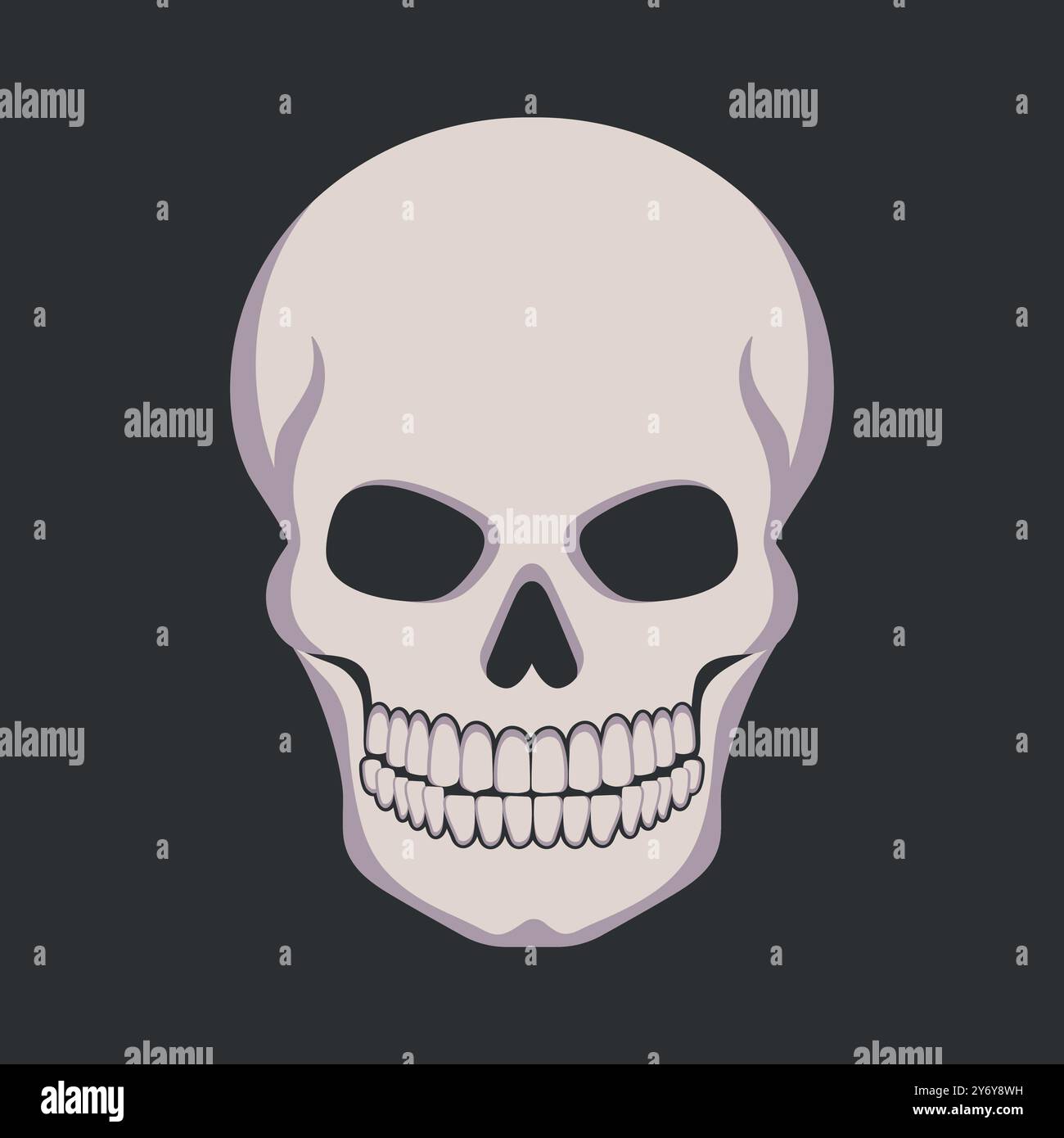 Evil human skull on black background. Skull icon emblem logo. Vector ...