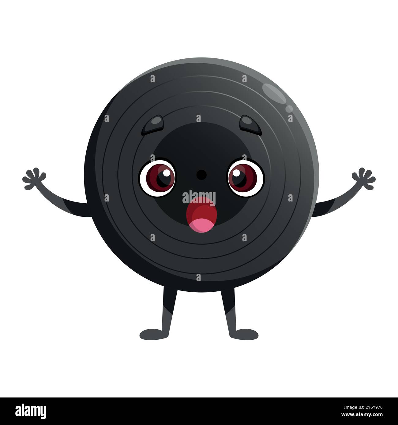 Cute cartoon vinyl record character is surprised. Vinyl disk ...