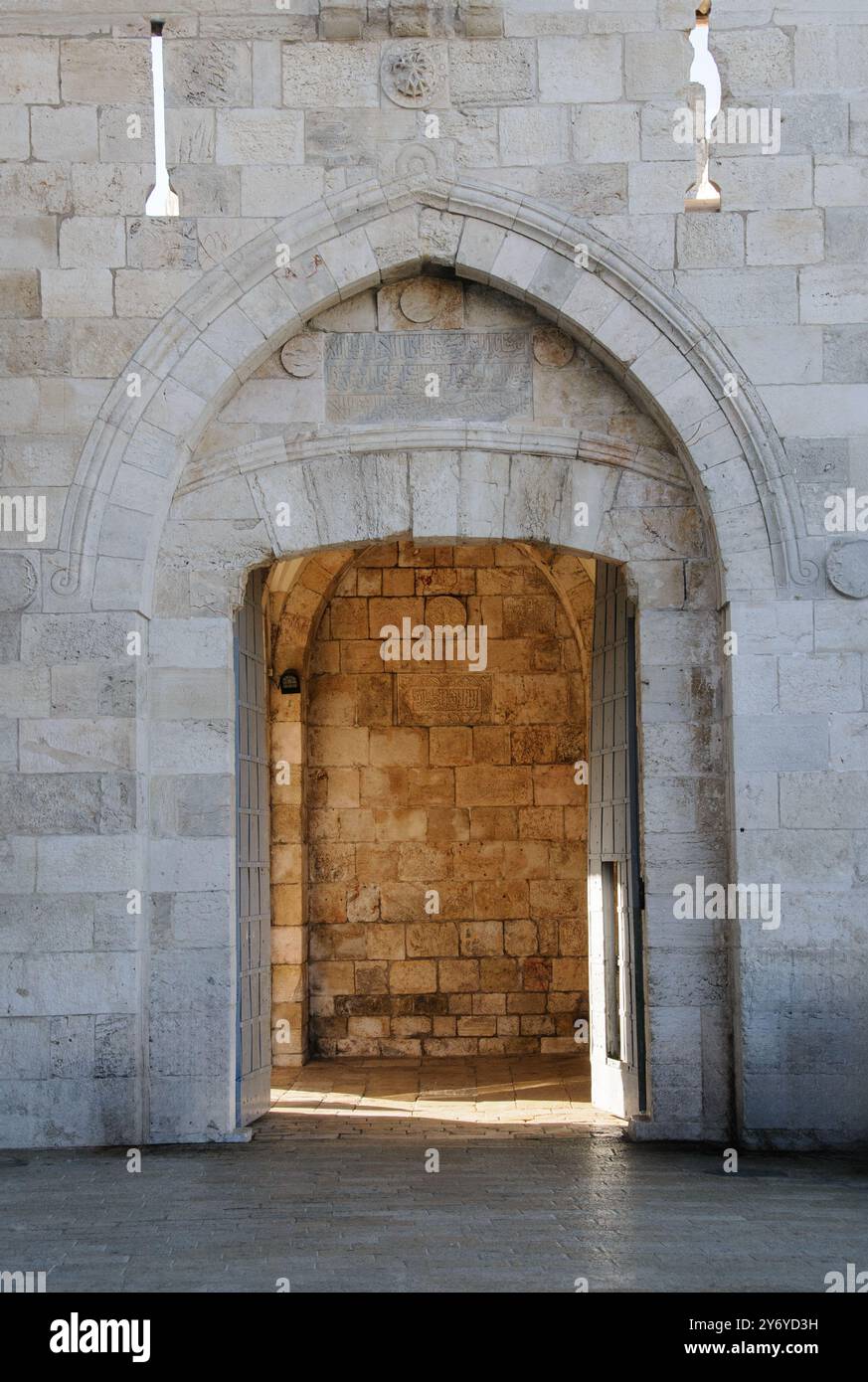 Medieval walls, stone ramparts and the Jaffa Gate entrance to the Old ...