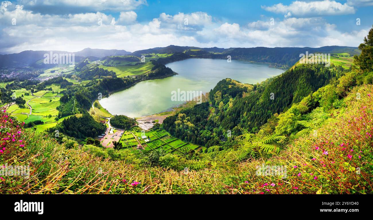 Azores - The crater lake Lagoa das Furnas in the homonym volcanic ...