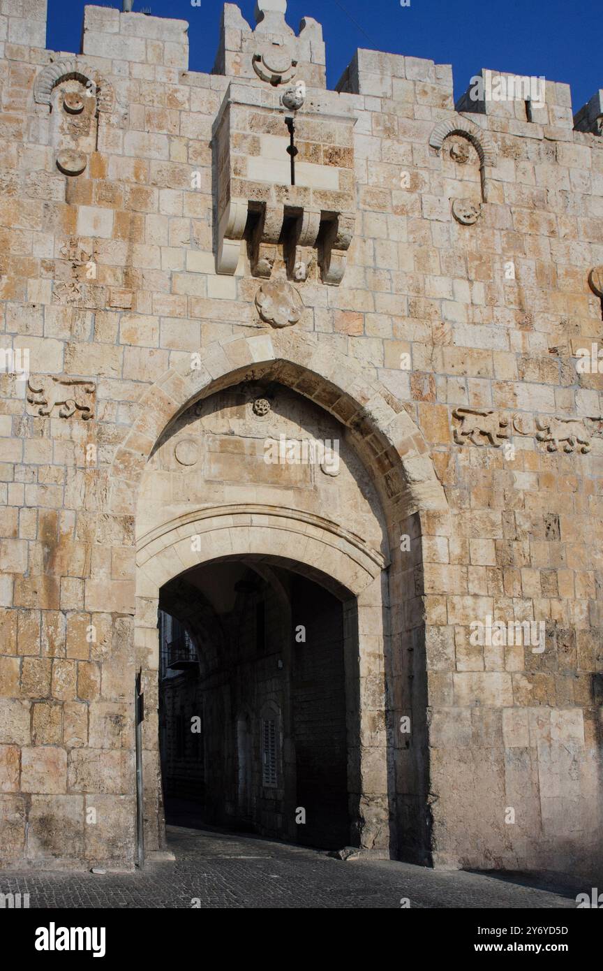 The Lion's Gate or St. Stephen's Gate entrance to the Muslim quarter in ...