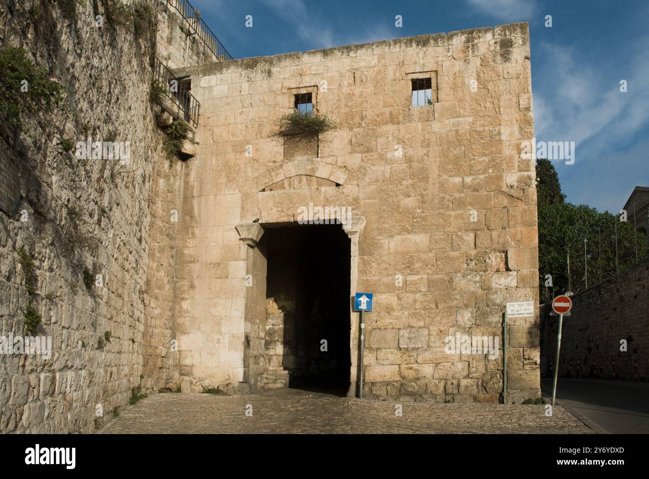The arched entrance to the Zion Gate from inside the walls of the Old ...