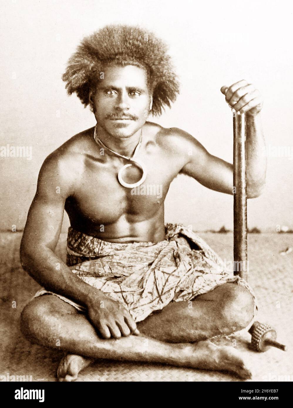 Fijian Warrior, Fiji, Victorian period Stock Photo - Alamy
