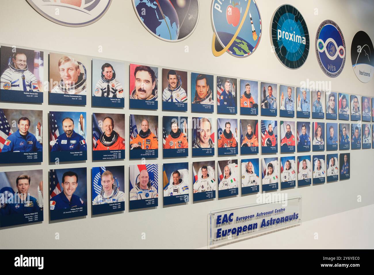 Opening of the LUNA lunar simulation facility. Photos of European astronauts are on display in ...