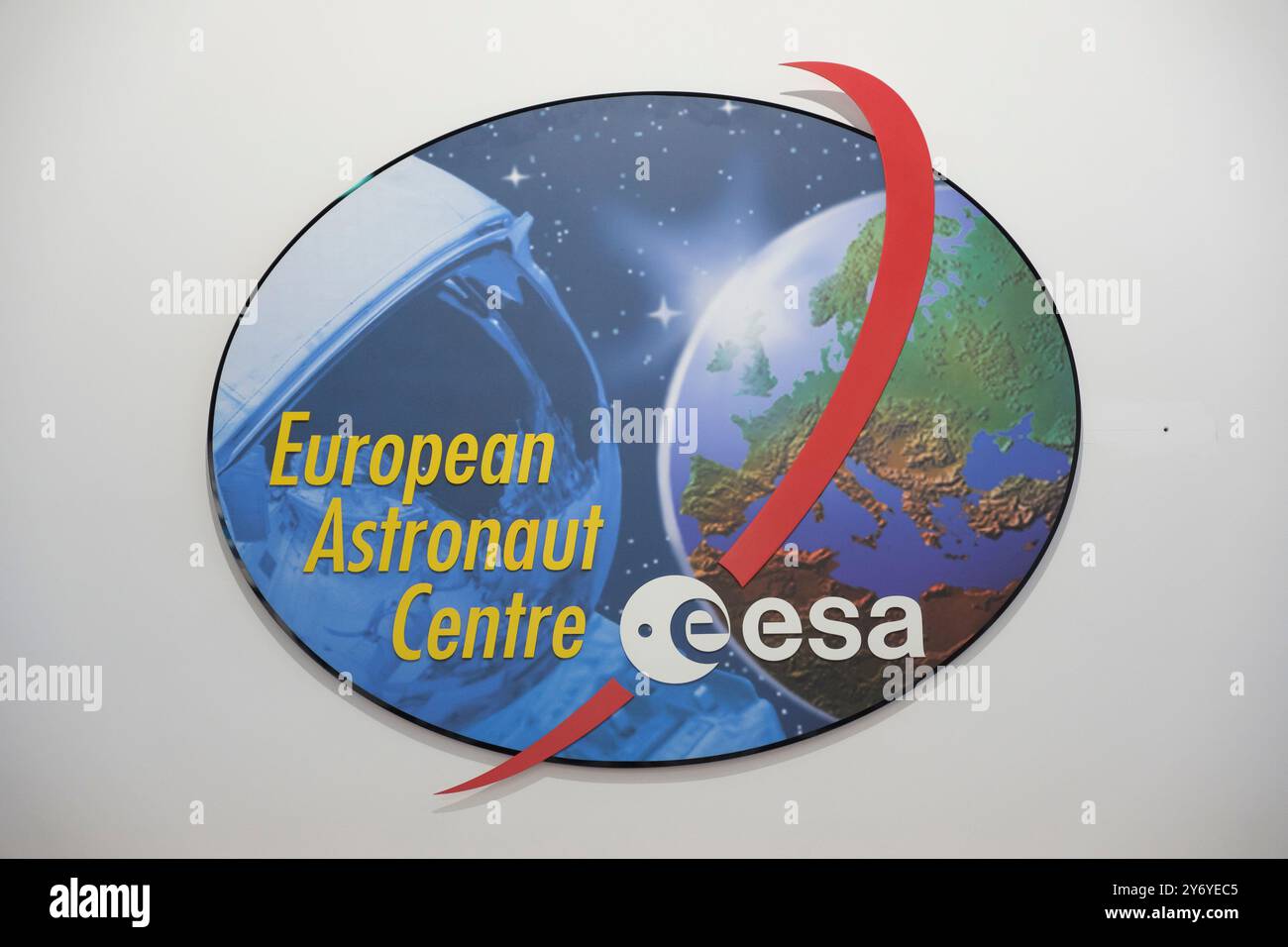 Opening of the LUNA lunar simulation facility. The logo of ESA and the ...