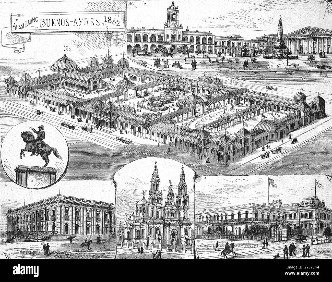 Buenos Aires im Jahre 1882, Tableau der Sehenswürdigkeiten, Argentinien ...