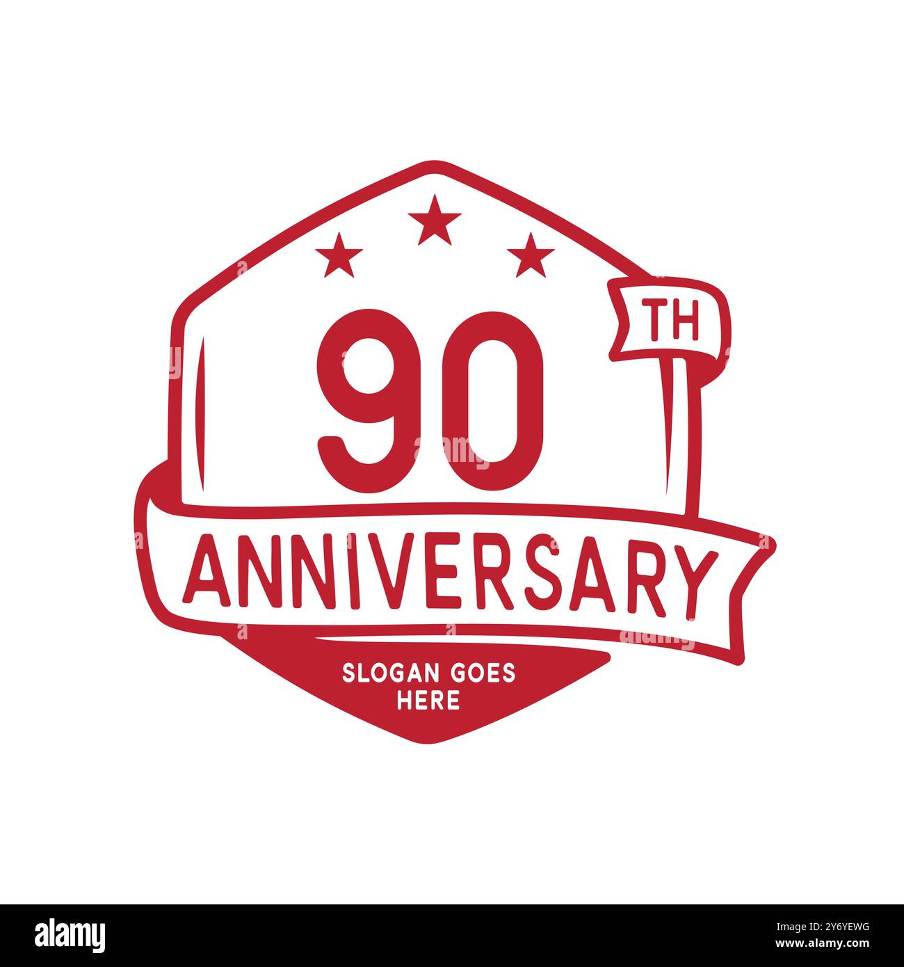 90 years anniversary celebration hexagon design template. 90th ...