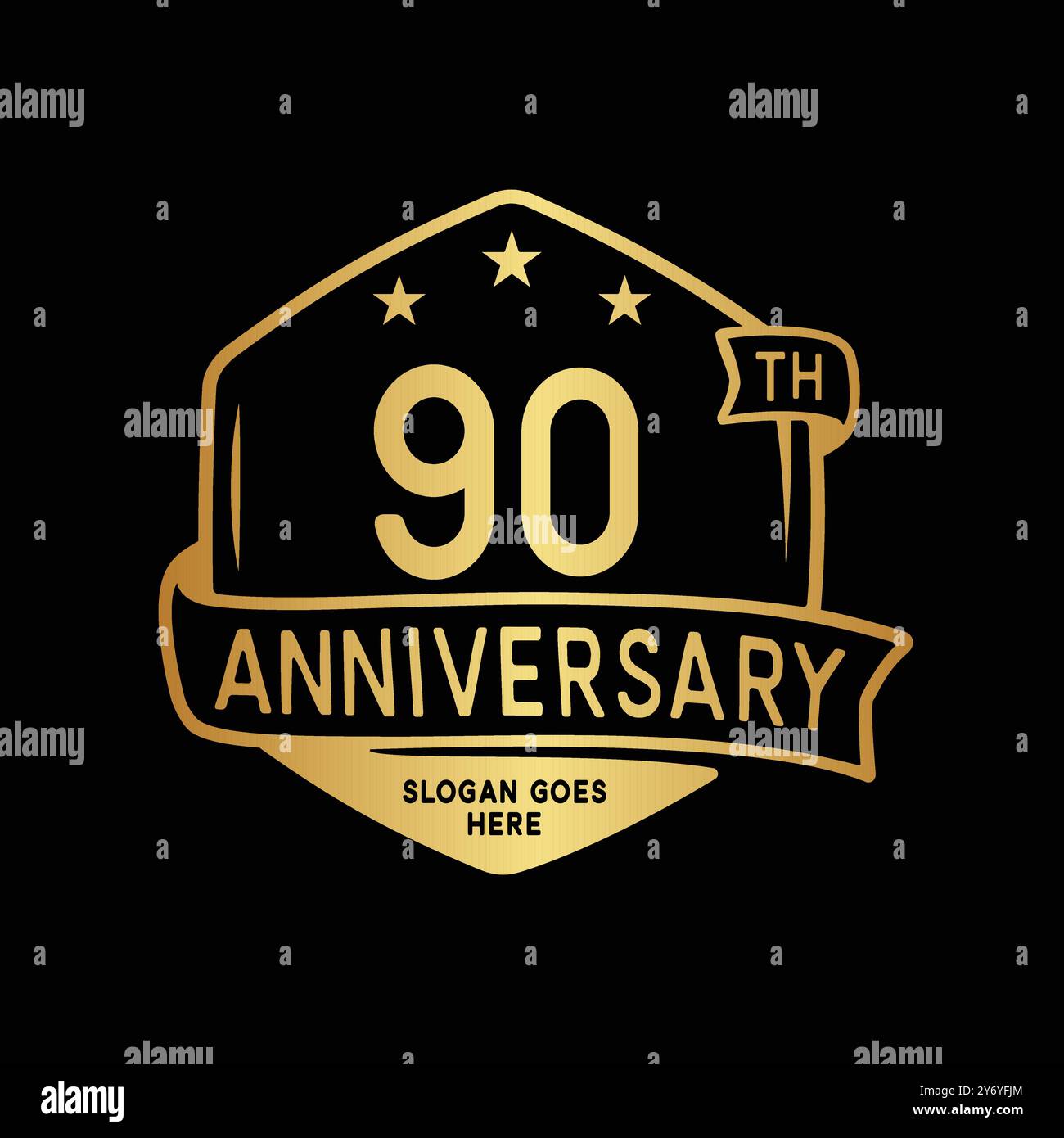 90 years anniversary celebration hexagon design template. 90th ...