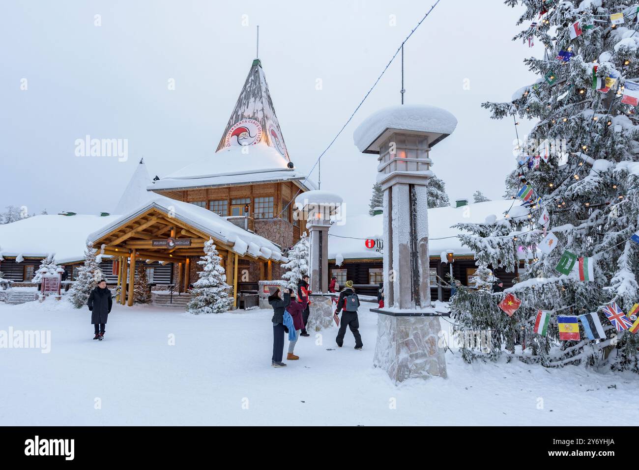 Exterior of the Santa Claus Village park near Rovaniemi, covered in ...