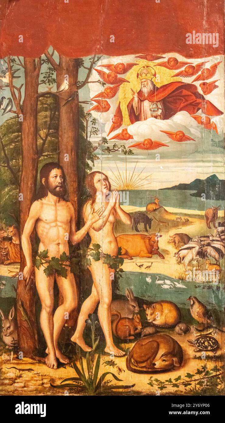 Creation and Adam and Eve, Altarpiece by Pere Mates, 16th century ...