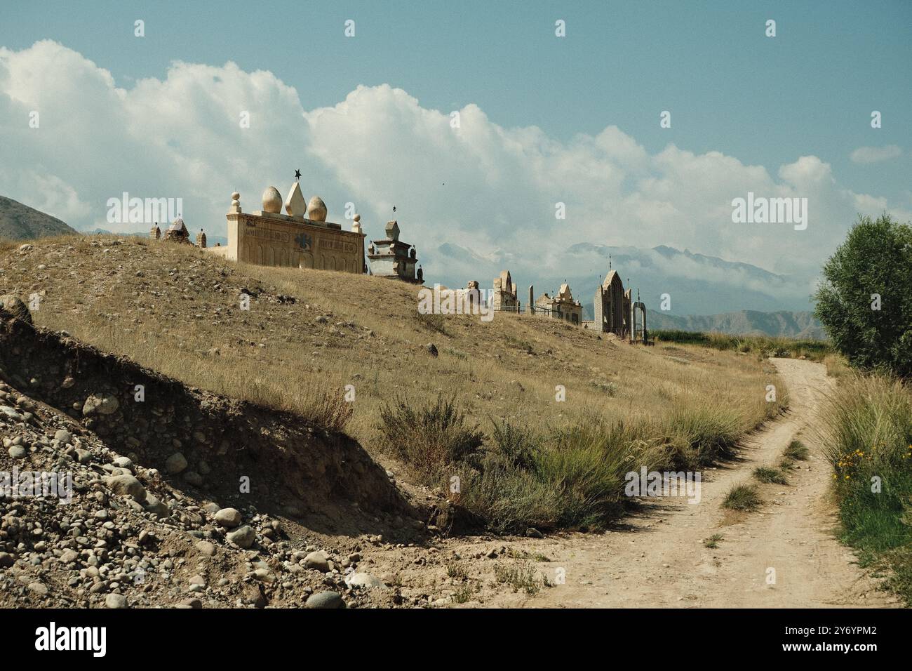 mountainous view of a muslim cemetery set in nature's splendor Stock ...