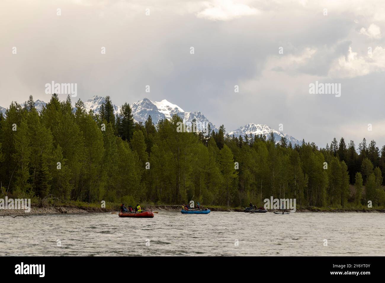 Three rafts float down the Flathead River in Montana Stock Photo - Alamy