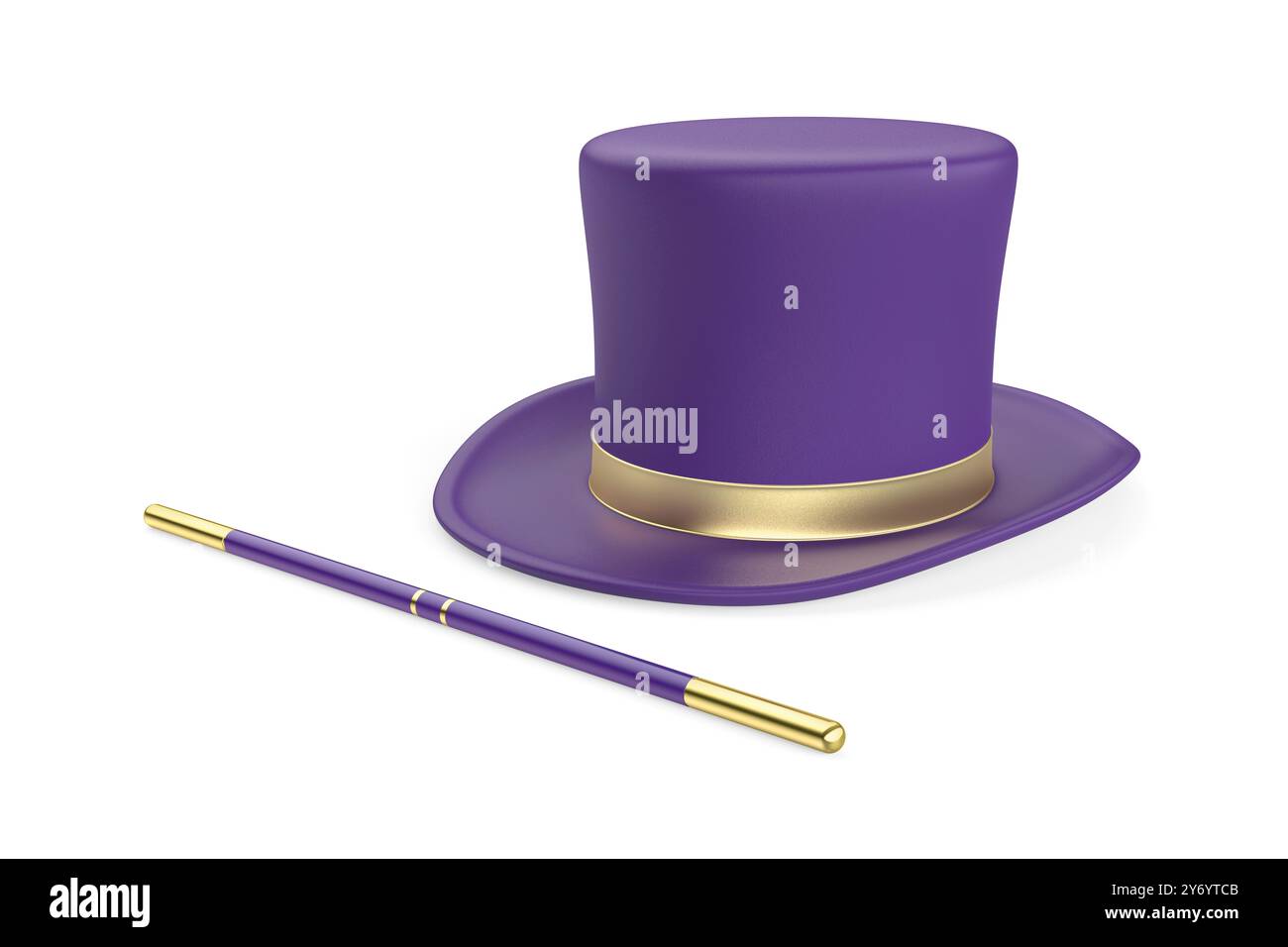 Magic top hat and magic wand on a white background Stock Photo - Alamy