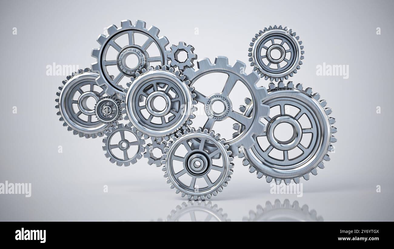 Rotating metal gears in metallic hi-res stock photography and images ...