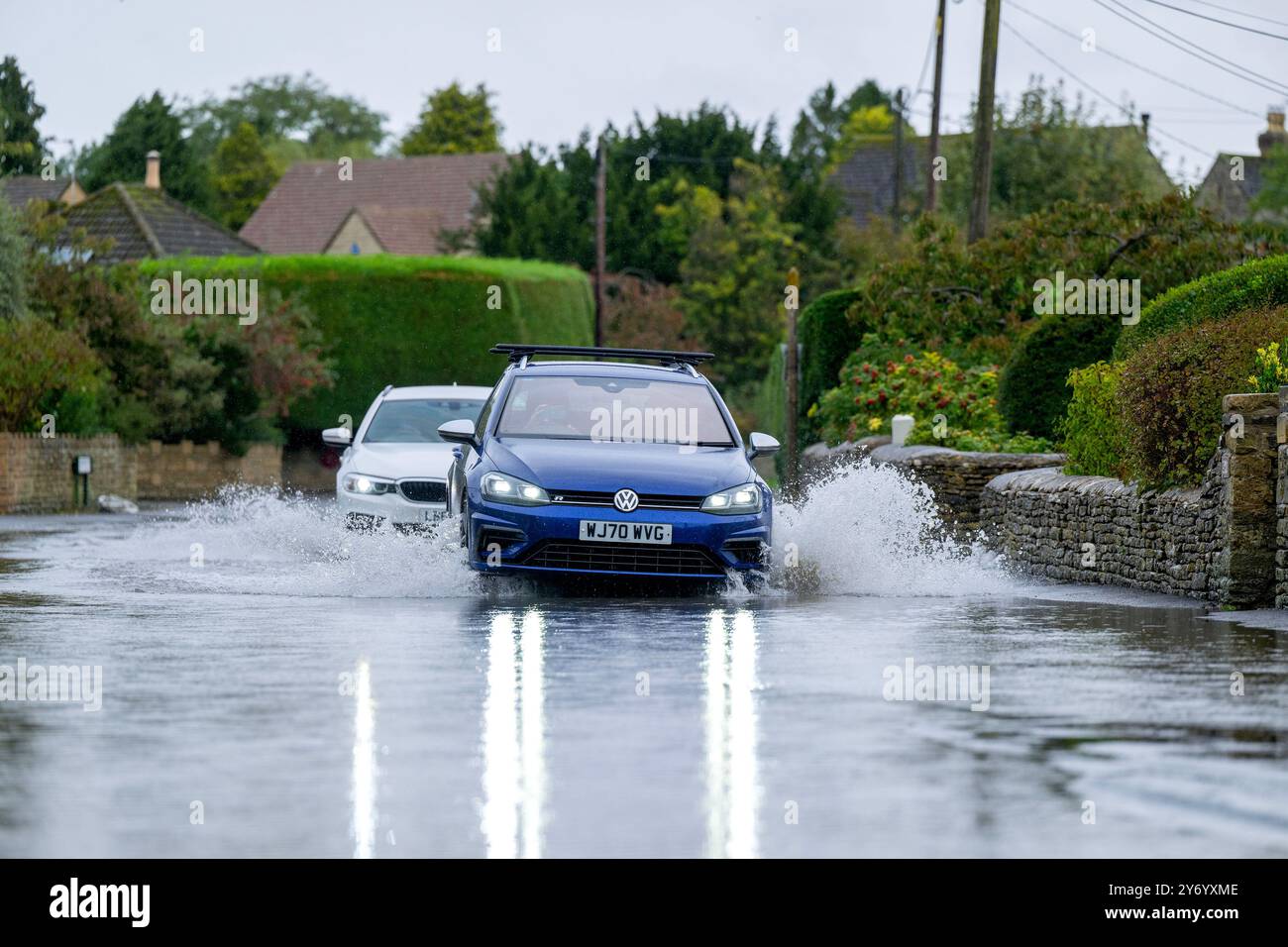 Flooding in the village of Down Ampney in the Cotswolds ...