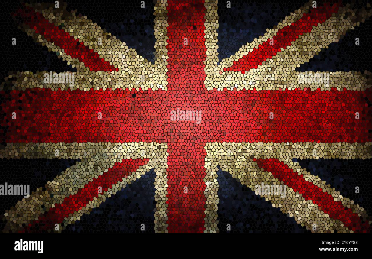 Mosaic image of the British Union Jack flag with a textured appearance ...