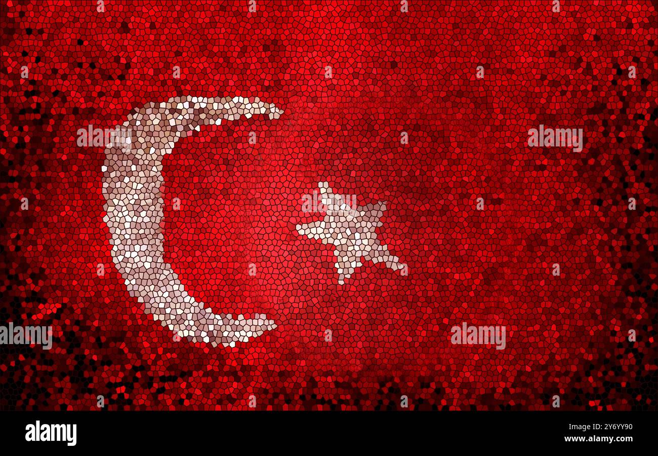 Mosaic image of the Turkish flag with a red background and a white ...