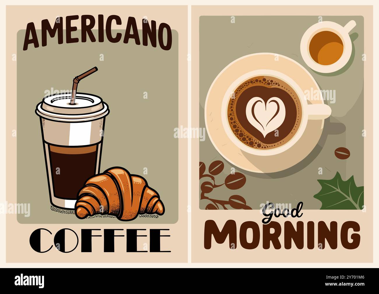 Set of Coffee Posters in retro style vector art Stock Vector Image ...