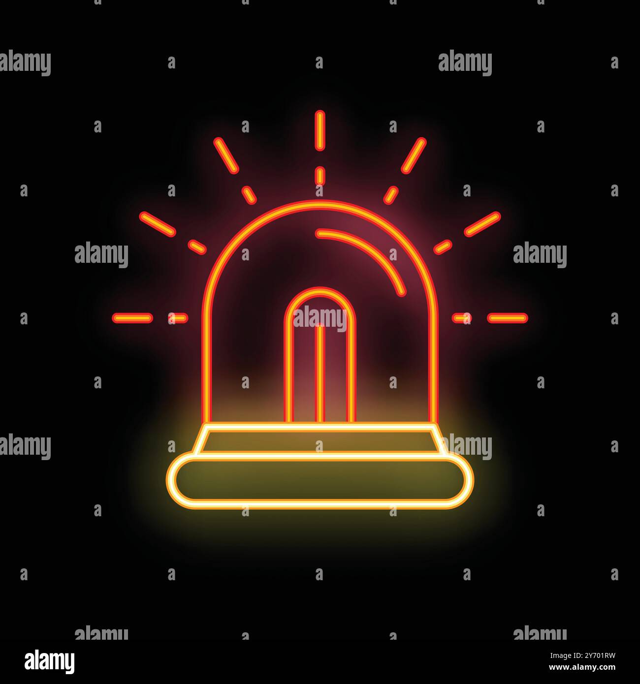 Bright neon siren is glowing, signaling danger or an emergency Stock ...