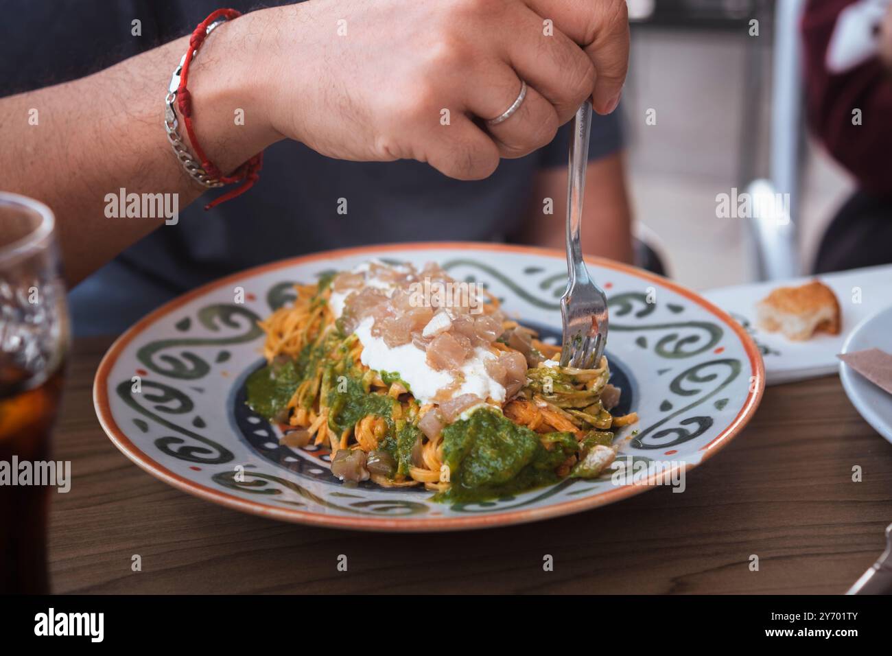 Italian plate of pasta served on restaurant. Classic italian cuisine ...