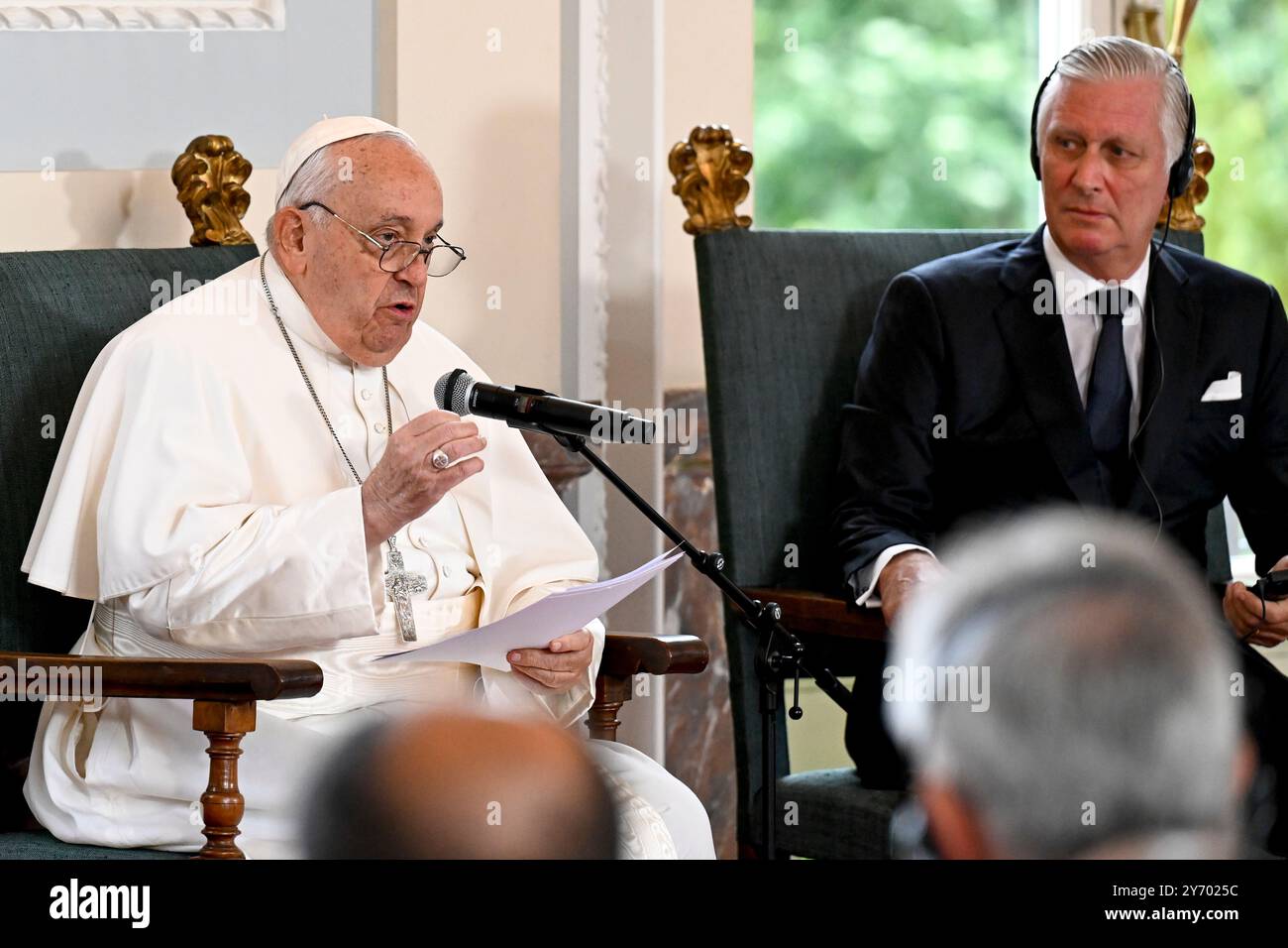 Pope Francis and King Philippe - Filip of Belgium pictured during a ...